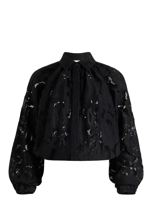 PATOU Lace Detailed Collared Top - Black