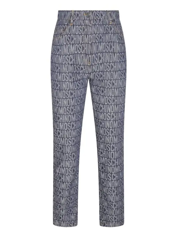 Moschino Allover Logo Denim Pants - Gray