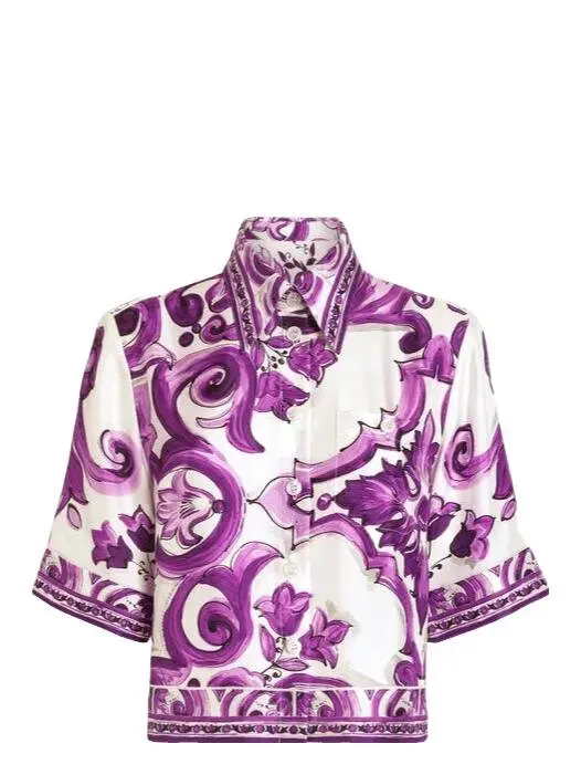 Dolce & Gabbana Majolica Print Shirt - Purple