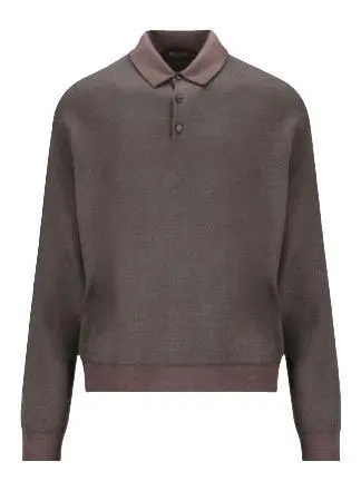 Loro Piana Long-sleeved Buttoned Polo Shirt - Black