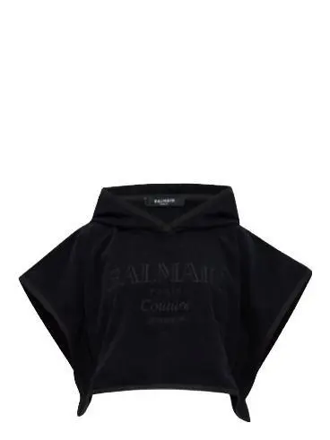 Balmain Hooded Cloak - Black