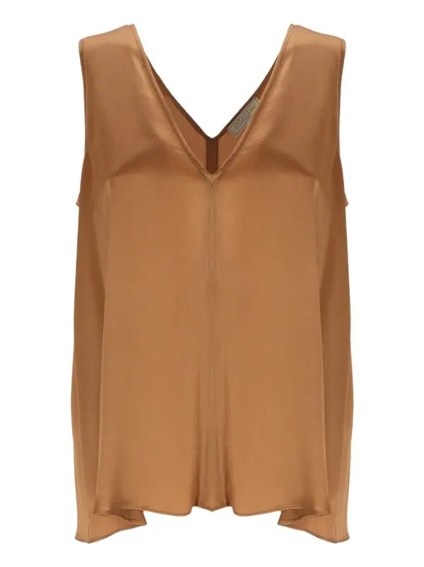 Antonelli Firenze Sleeveless V-neck Top - Brown