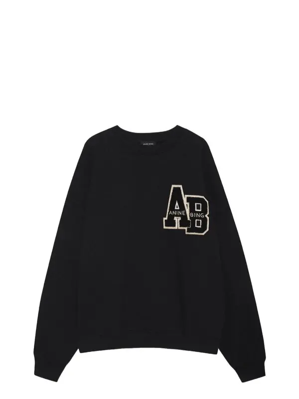 ANINE BING Miles Logo Patch Crewneck Sweatshirt - Black