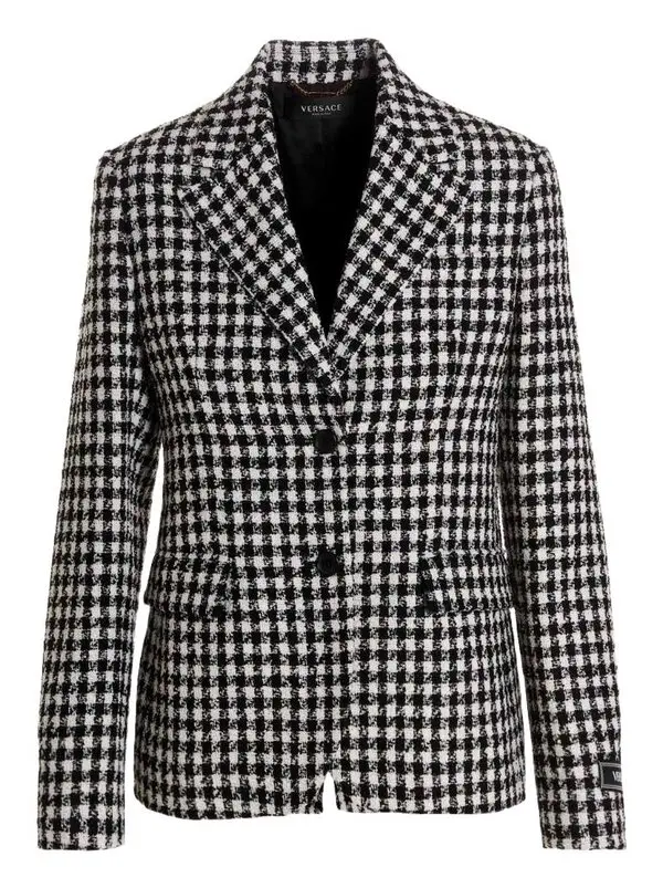 Versace Single-breasted Checked Wool Blazer - No