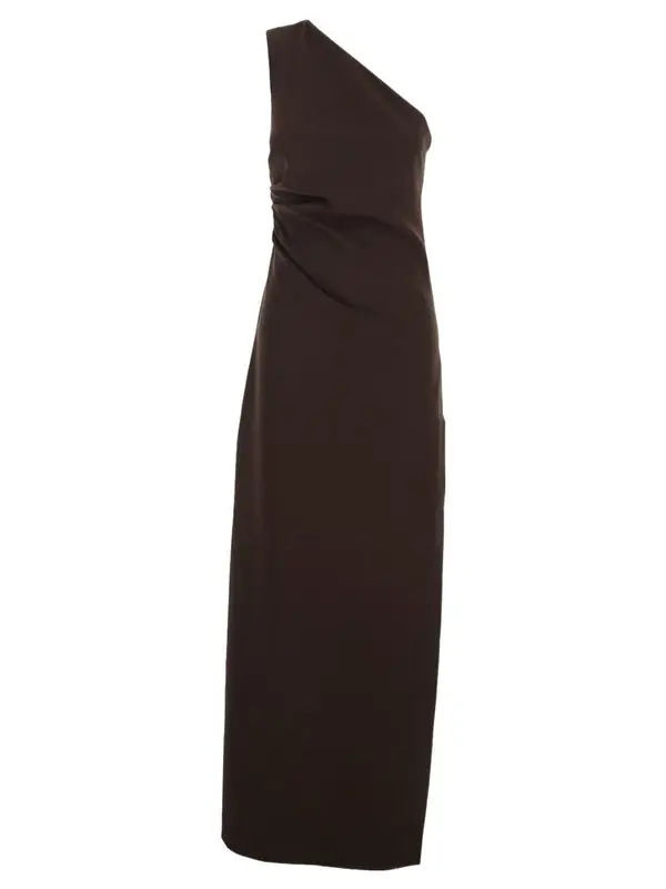 P.a.r.o.s.h One-shoulder Ruched Maxi Dress With Side Slits - Black