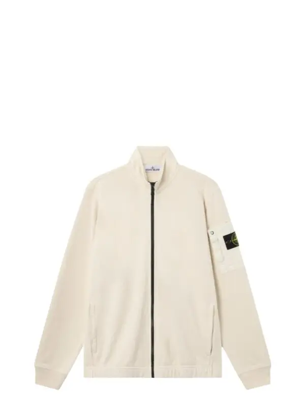 Stone Island Logo Patch Zip-up Sweatshirt - Ivory