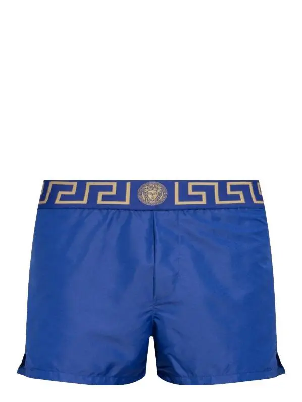 Versace Greca Waistband Swim Shorts - Blue