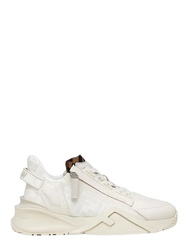 Fendi Lace-up Sneakers With Ff Pattern And Embossed Logo - White