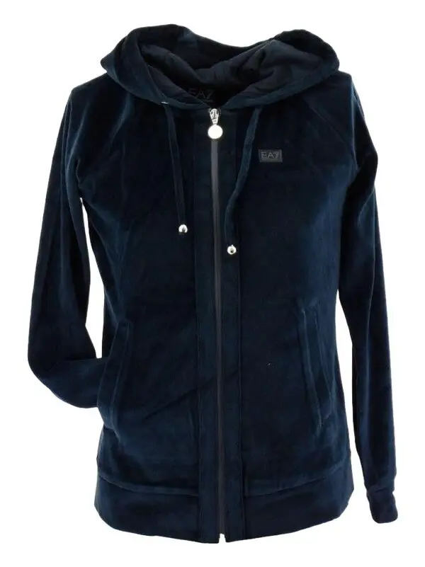 EA7 Logo Hooded Casual Coat - Black