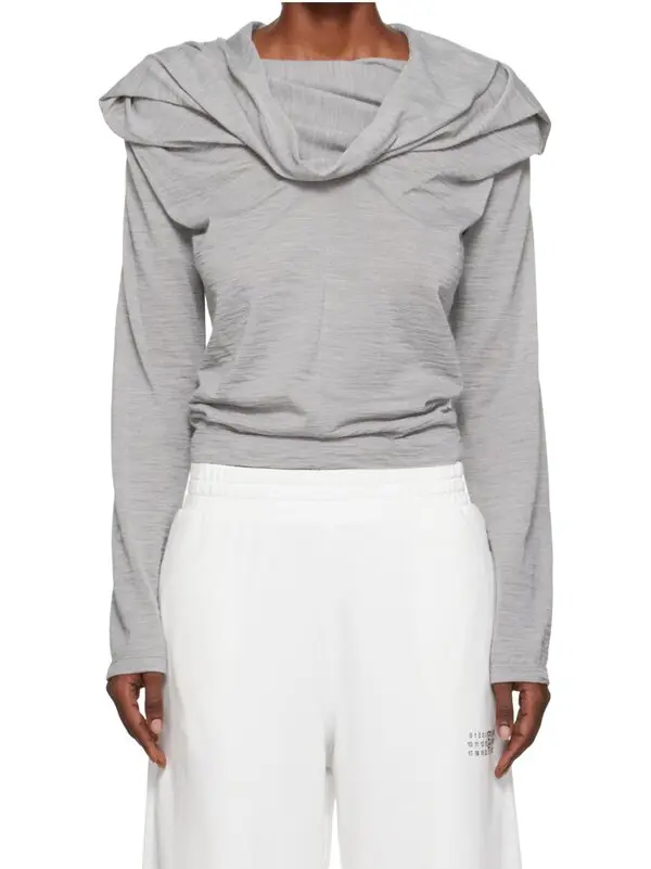 MAISON MARGIELA Wool Jersey Long Sleeve Top - Gray