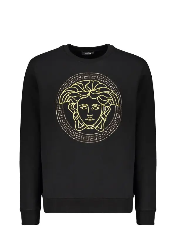 Versace Medusa Embellished Crewneck Sweatshirt - Black