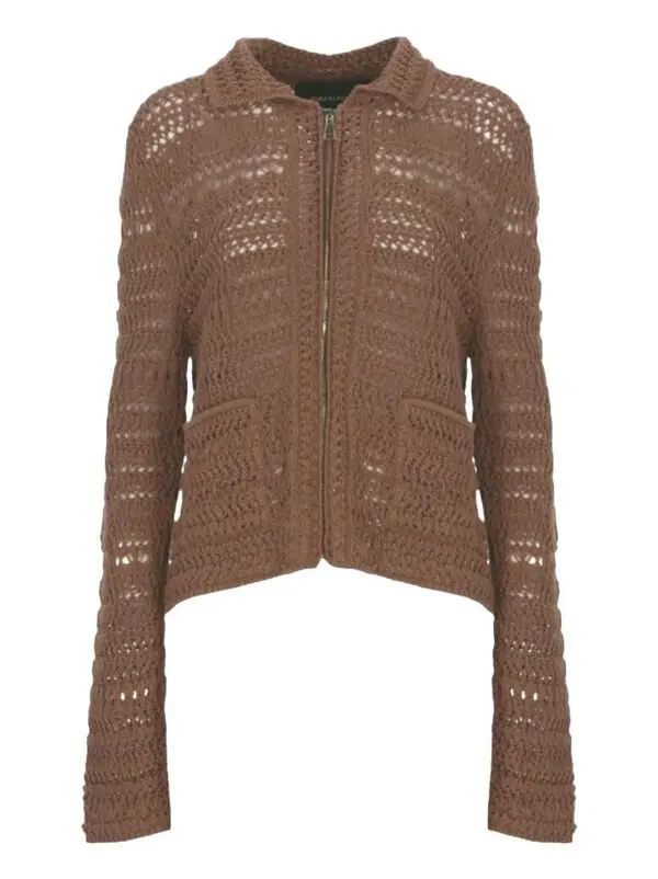 Fabiana Filippi Openwork Zip-up Cardigan - Brown