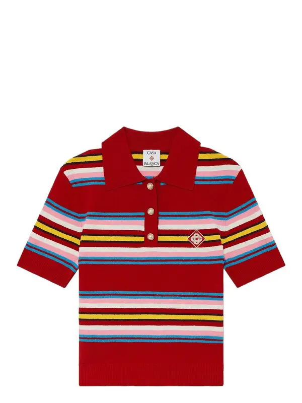 Casablanca Striped Polo Shirt - Red