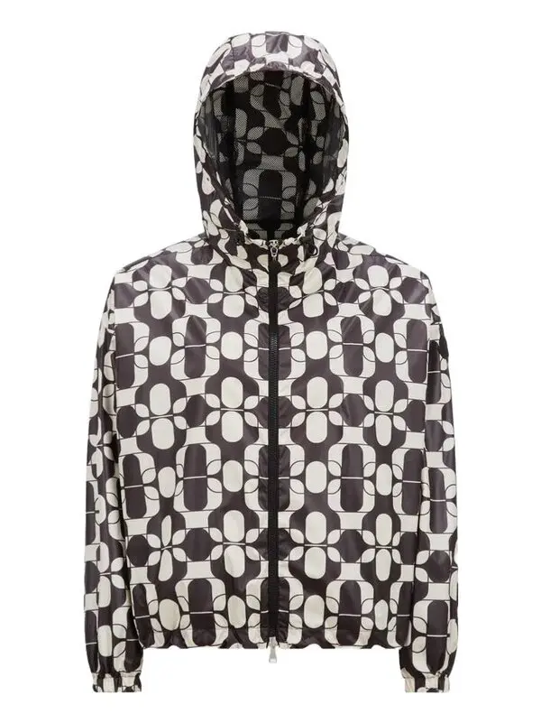 Moncler Graphic Print Zip-up Hooded Jacket - Blue And White