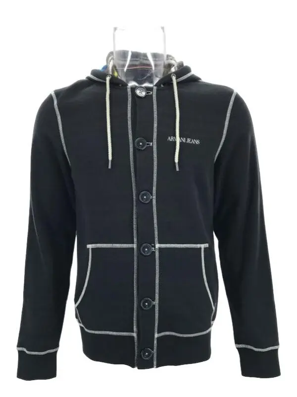 Emporio Armani Hooded Long-sleeved Casual Jacket - Black