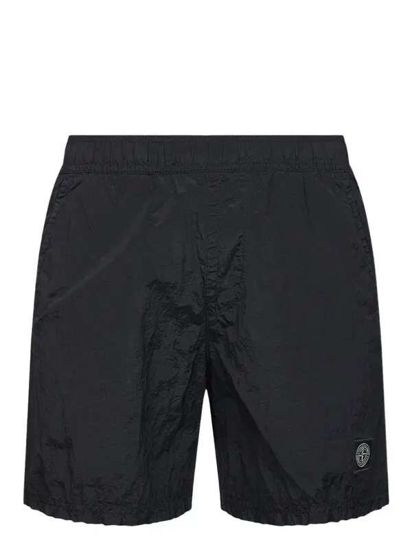 Stone Island Logo Patch Swim Shorts - Black