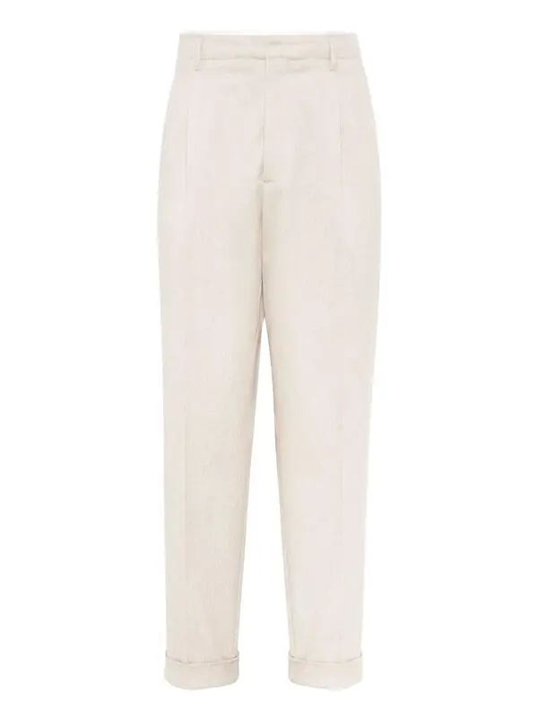Brunello Cucinelli Pleated Detail Tapered Leg Trousers - White