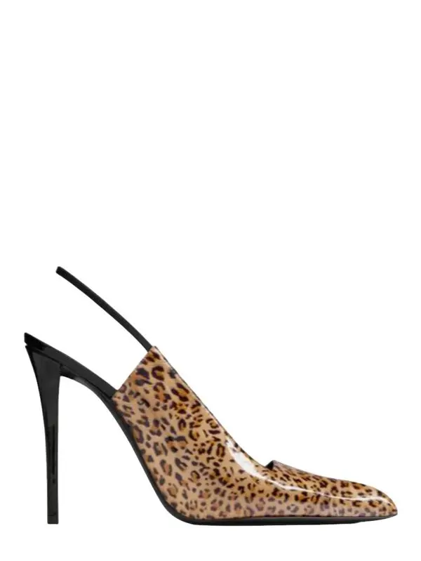 Saint Laurent Leopard Print Slingback Pumps - Brown