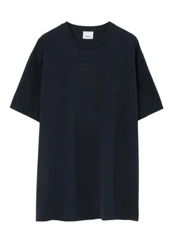 Burberry Logo Embroidered Crewneck T-shirt - Blue