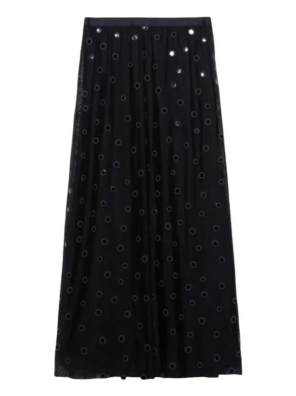 MAXCO. Tulle Polka Dot Midi Skirt - Black