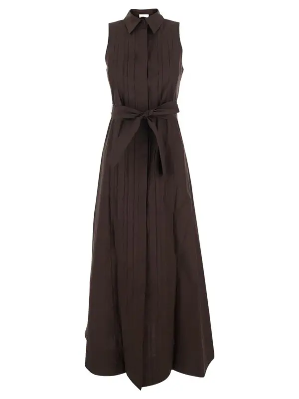 P.a.r.o.s.h Sleeveless Belted Dress With Pleats - Black