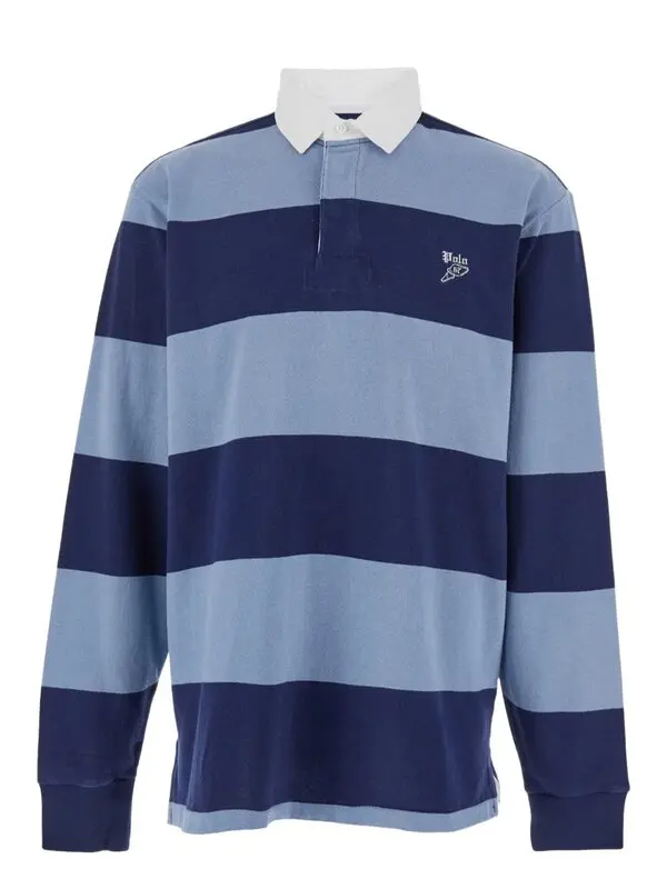 Polo Ralph Lauren Long-sleeved Striped Polo Shirt - Blue