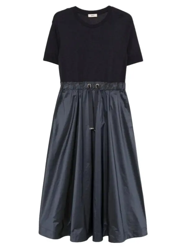 Herno Round Neck Short Sleeve Dress With Drawstring Waist - Navy Blue