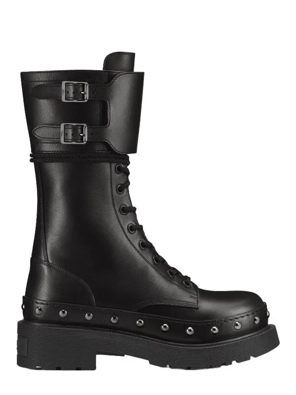 Dior Ankle Boots With Silver-tone Studs And Buckles - Black