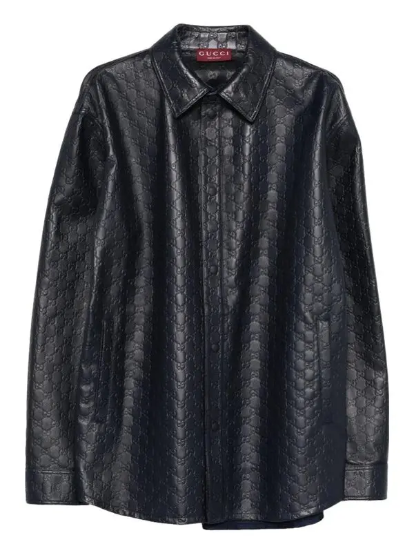 Gucci Gg Collared Long-sleeve Shirt - Black