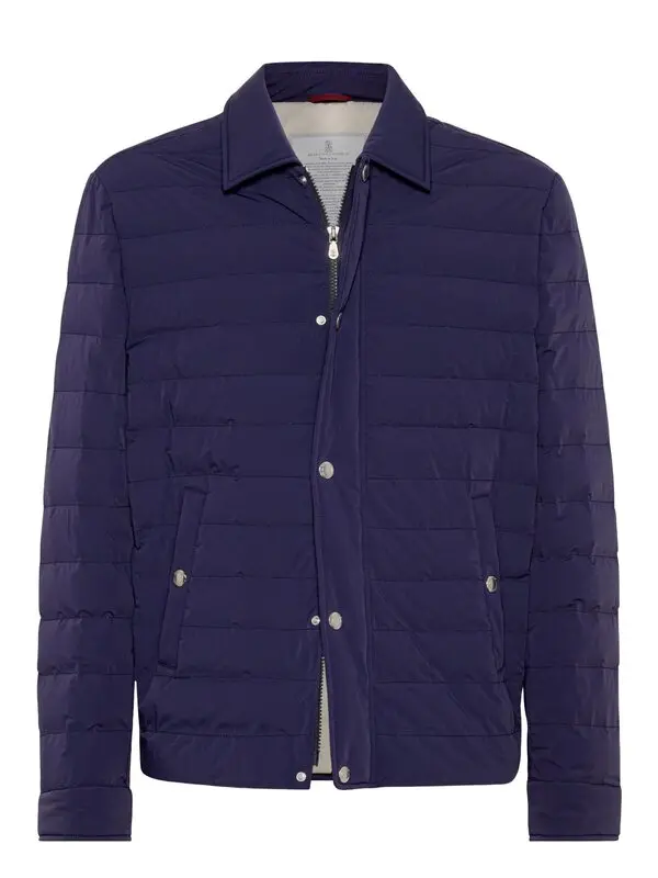 Brunello Cucinelli Padded Shirt Jacket With Snap Buttons And Zipper - Indigo