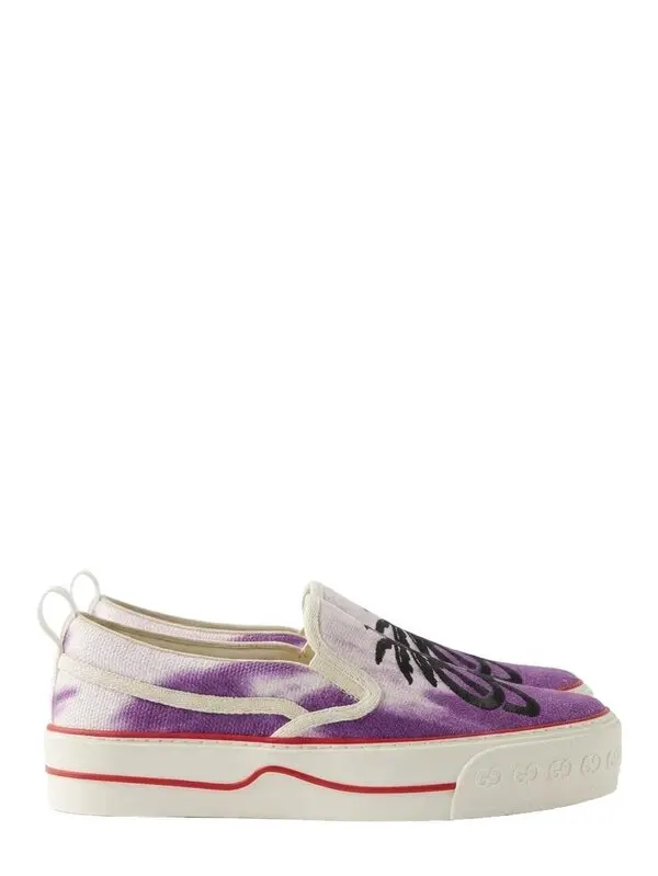 Gucci Tennis 1977 Series Slip-on Sneakers With Palm Tree Embroidery - White