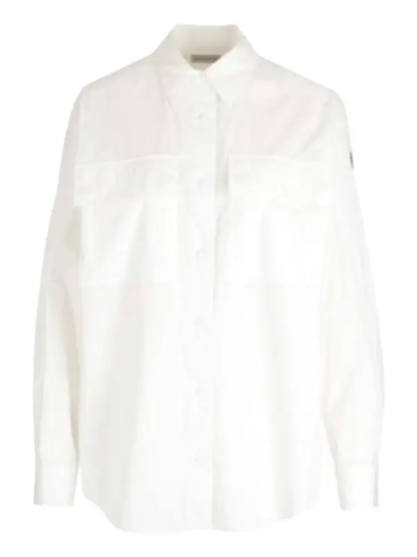 Moncler Long-sleeved Shirt With Lapel And Pockets - White