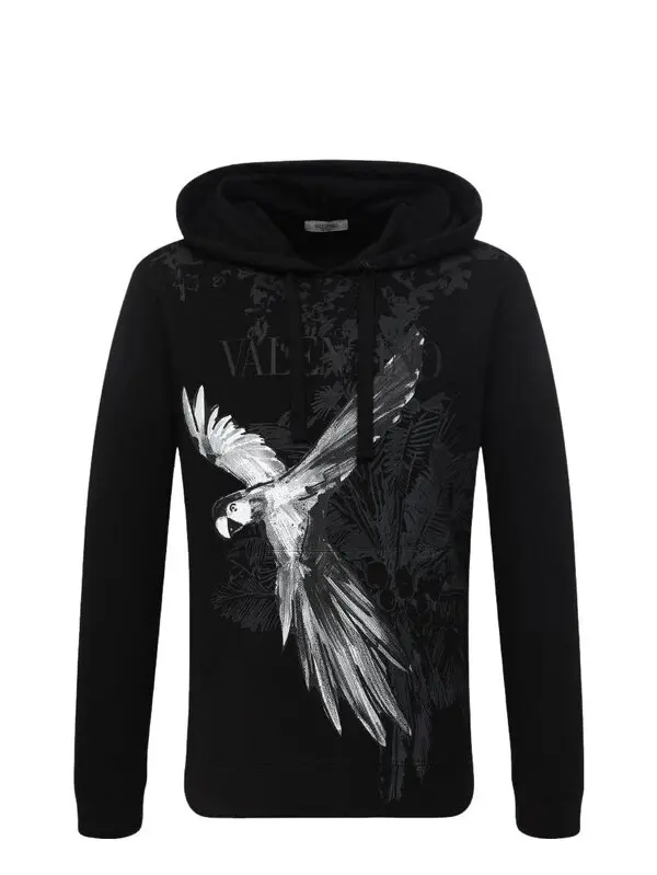 Valentino Garavani Printed Logo Hooded Sweater - Black