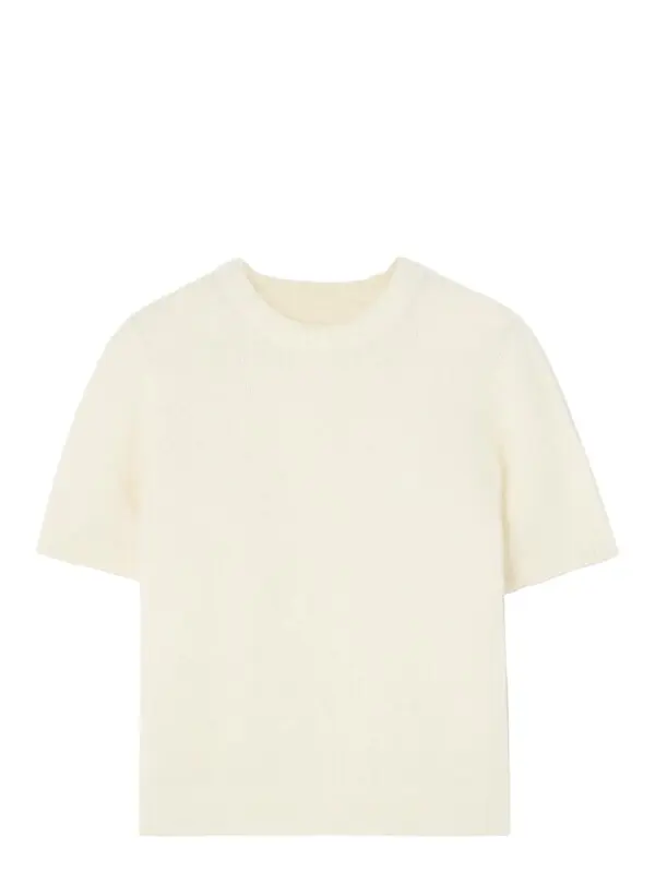 DÔEN Short-sleeved Crew Neck Sweater - Off White