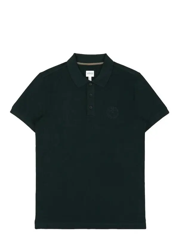 Emporio Armani Logo Embroidered Polo Shirt - Black