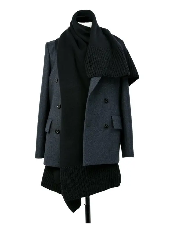 Sacai Notched Lapel Double-breasted Blazer - Black