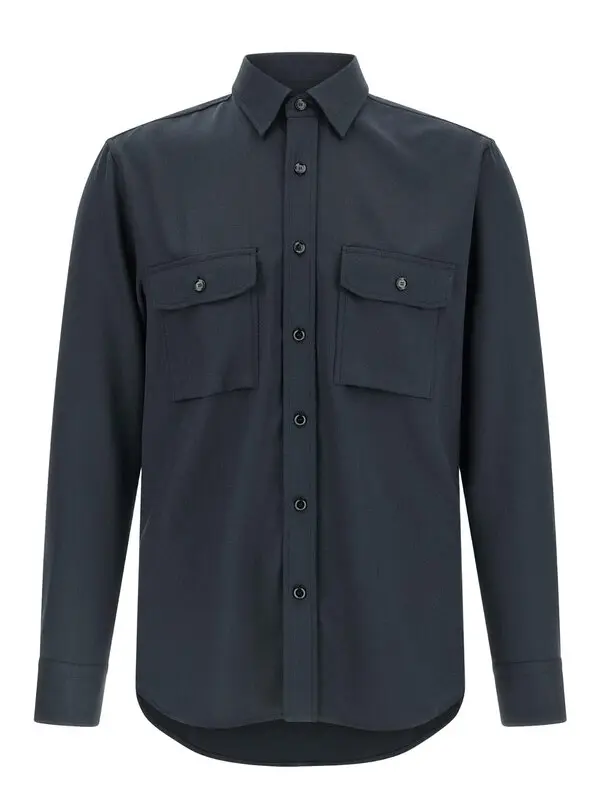Brioni Military Patch-pocket Shirt - Blue