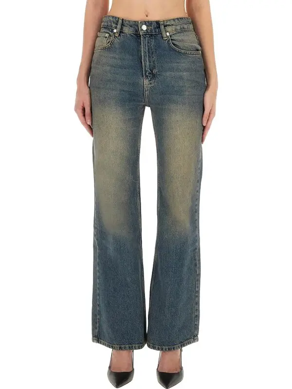 Moschino Patch Flared Leg Jeans - Gray