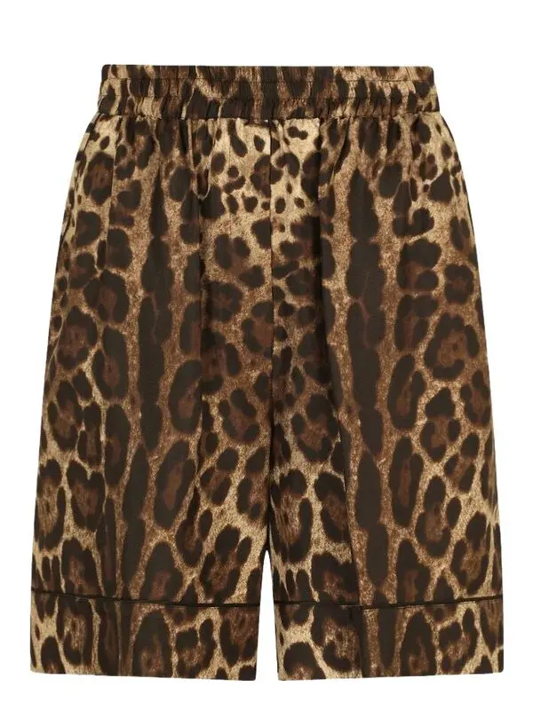 Dolce & Gabbana Leopard Print High-waisted Shorts - Black