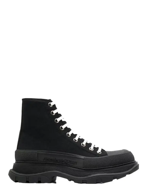 Alexander McQueen Tread Lace Up High Top Boots - Black