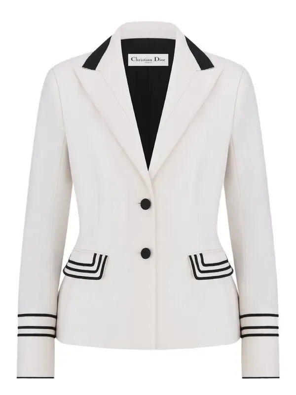 Dior Single-breasted Fitted Jacket With Tassel Details - Off White