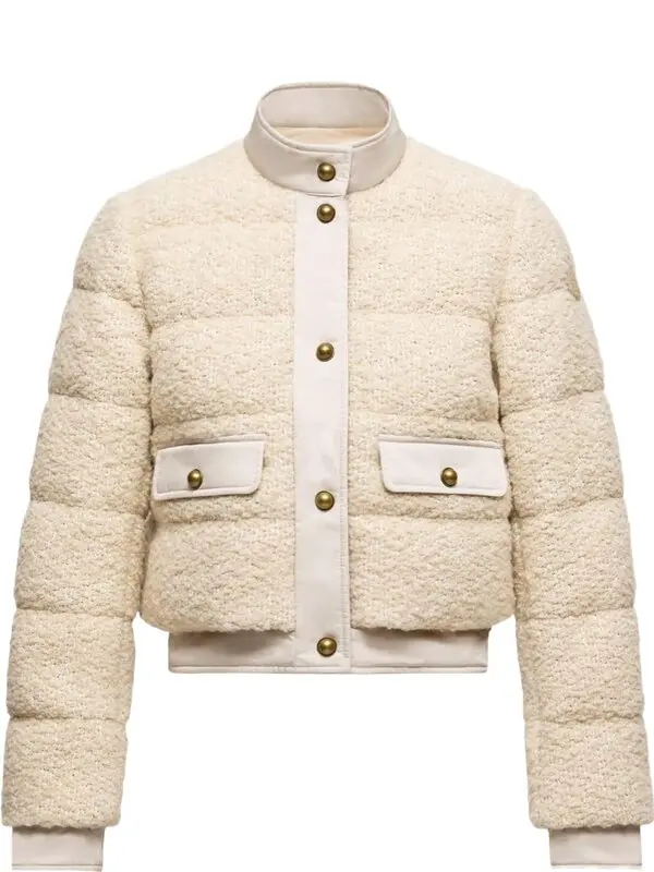 Moncler Blandy Bouclé Short Down Jacket - Light Beige