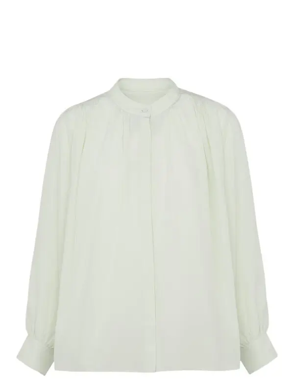 YVES SALOMON Pleated Silk Shirt - Light Green