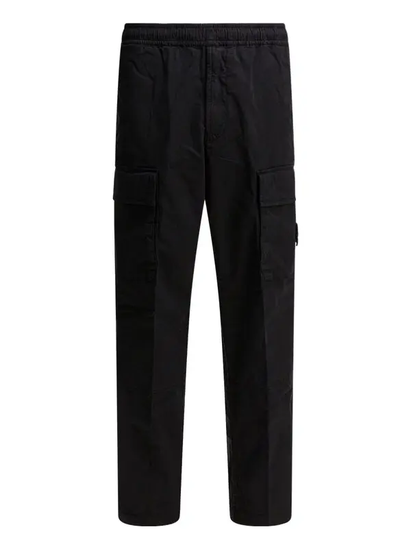 Stone Island Cargo Pants With Logo Patch - Black