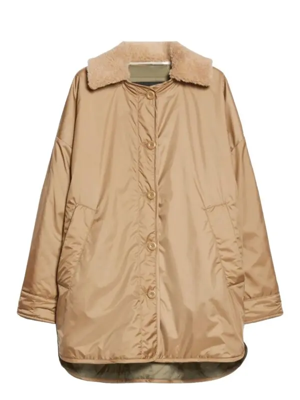 Max Mara Reversible Shearling Collar Quilted Jacket - Camel
