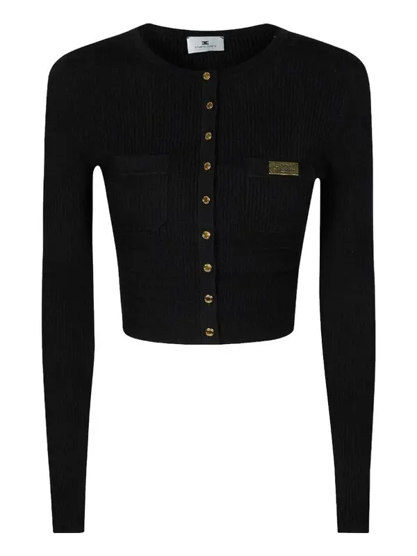Elisabetta Franchi Cropped Button Cardigan - Black
