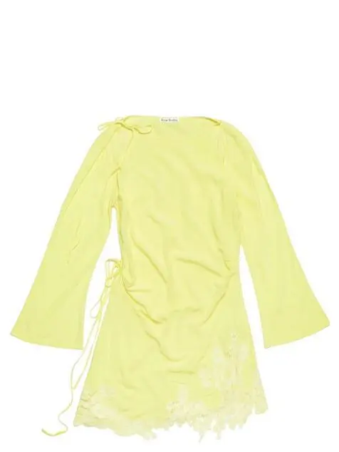 Acne Studios Floral-lace Detail Mini Dress - Lucifer Yellow