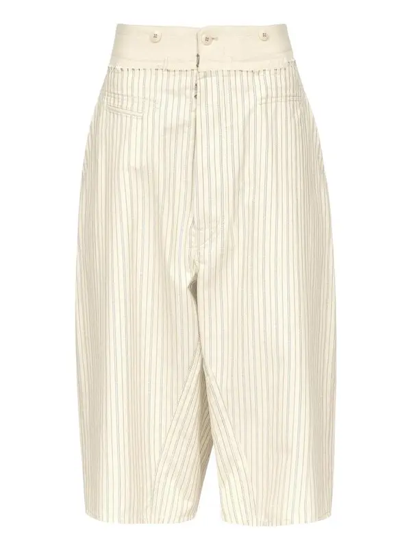 MAISON MARGIELA Pinstriped High-waisted Shorts - Beige