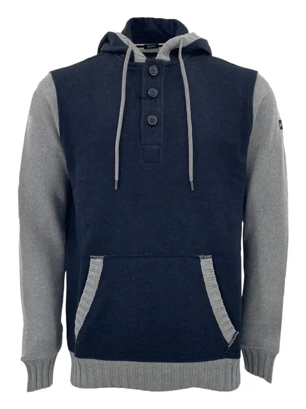 Emporio Armani Hooded Long Sleeve Sweater With Button Detail - Black