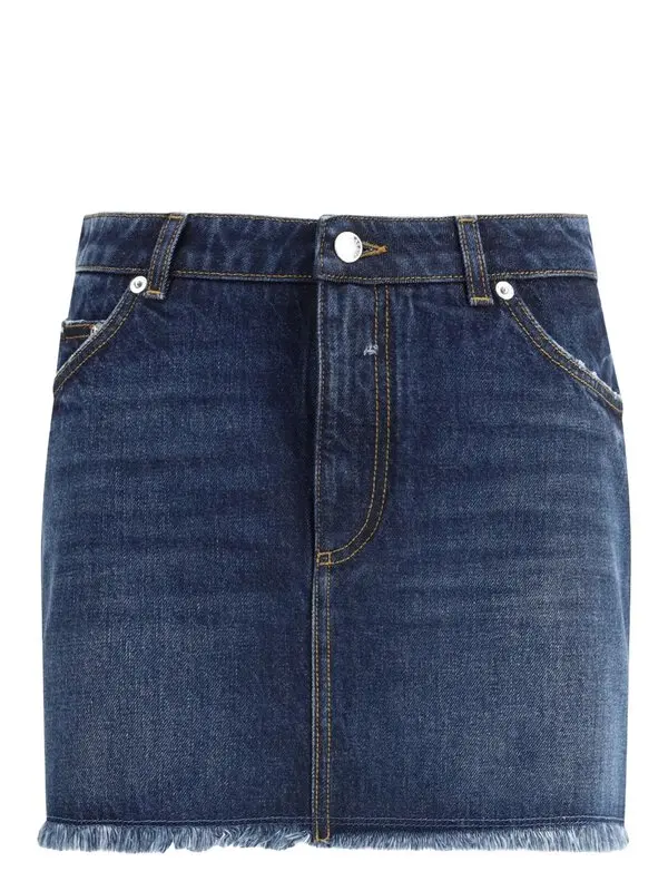 Dolce & Gabbana Frayed Hem Mini Denim Skirt - Blue